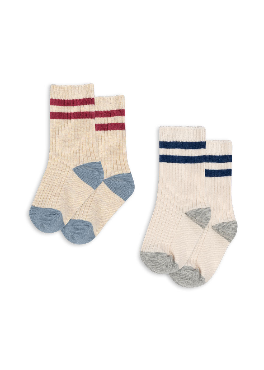 2 PACK RIB SOCKS - off white/multi strip – kongessloejd.com